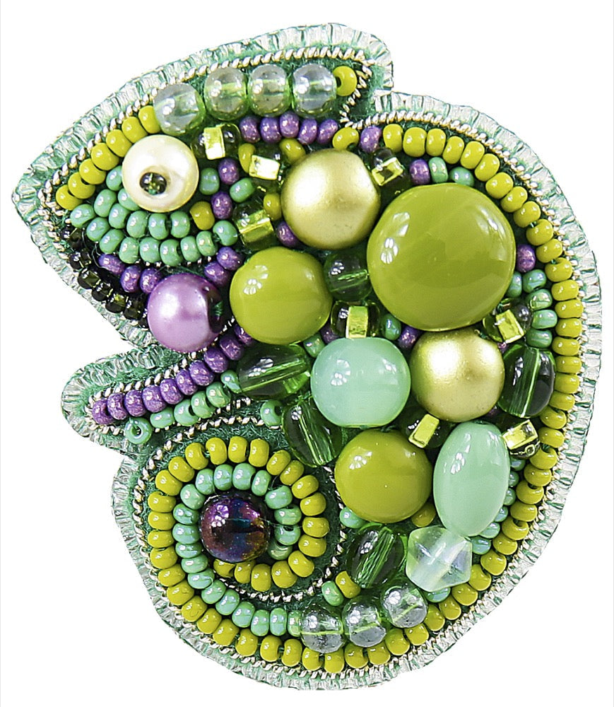 BP-266 Beadwork kit for creating brooch Crystal Art "Chameleon ...